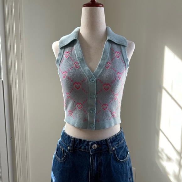 Witty Fox | Tops | Witty Fox Heart Knit Sleeveless Vest Crop Top With ...